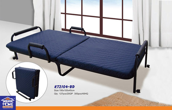 Nylon Home Hotel Portable Folding Bed With Mattress Wheels 24.5KGS