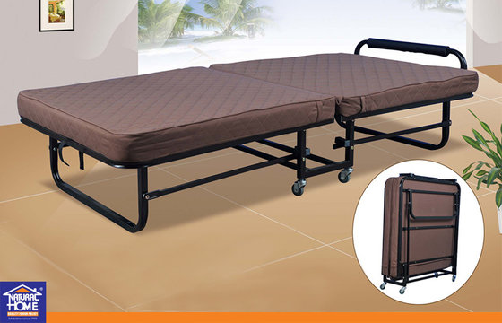 Nylon Home Hotel Portable Folding Bed With Mattress Wheels 24.5KGS