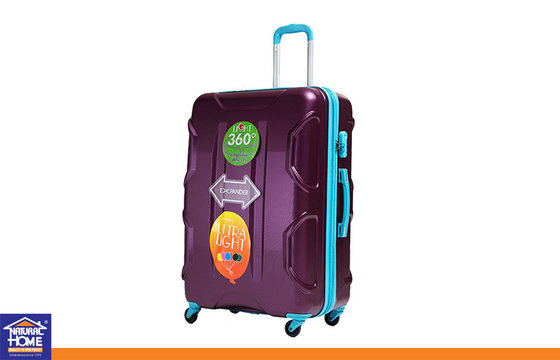 Hard Shell 4 Wheel Travel Luggage Cases , Custom Purple Lightweight Suitcases