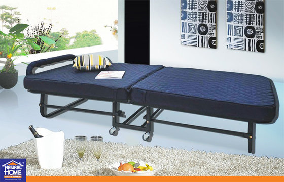 Nylon Home Hotel Portable Folding Bed With Mattress Wheels 24.5KGS
