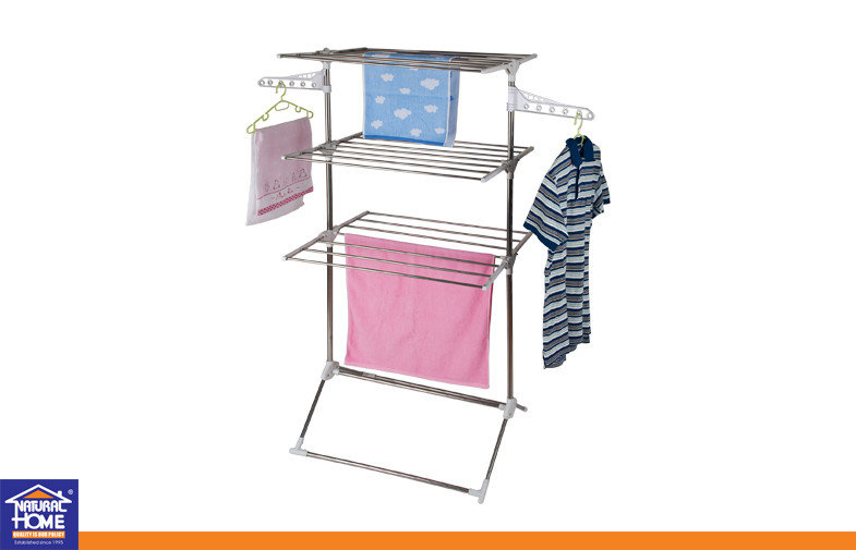 Stainless Steel Folding Clothes Drying Racks , Space Saving Mobile Clothing Dryer
