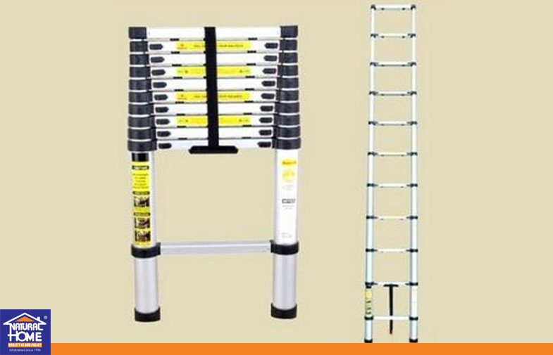 Height Adjustable 9 Step Aluminium Home Ladders , Extension Telescopic Ladder