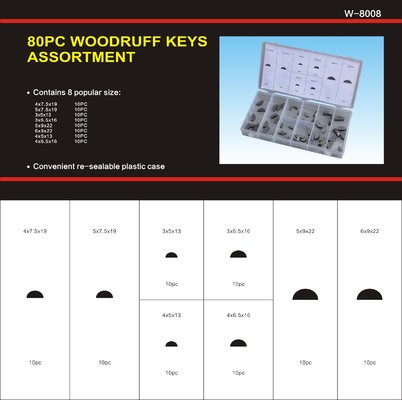 DIY For Custom W-8008 80 PC Woodruff Keys Assortment Kits With Resistance To Solvents