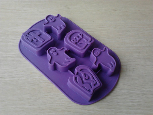 LFGB Purple 6 holes Non-toxic Durable Silicone Cake Mould for Halloween