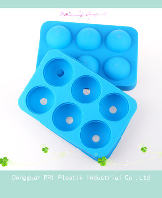 Durable blue 6 hole Silicone Cake Moulds / silicone ice tray molds