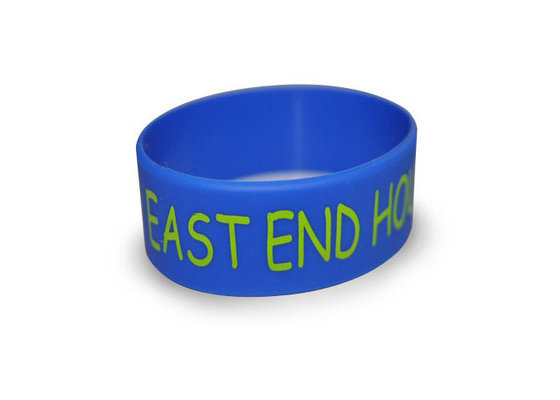 Blue Custom Logo Silicone Wristband Bracelet For Boys , Silicone Rubber Compound