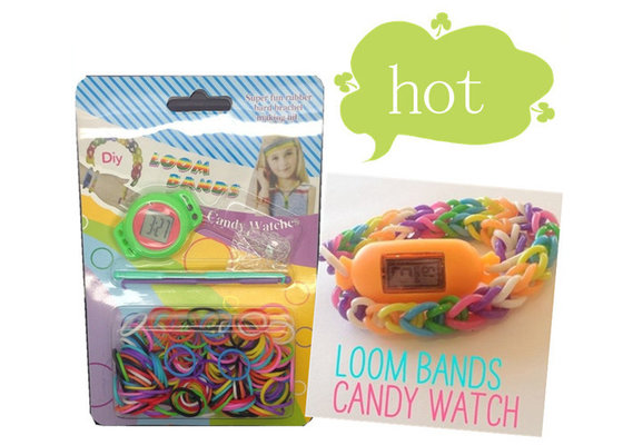 Non-Toxic Rainbow Silicone Wristband Bracelet , DIY Loom Band Ion Watch