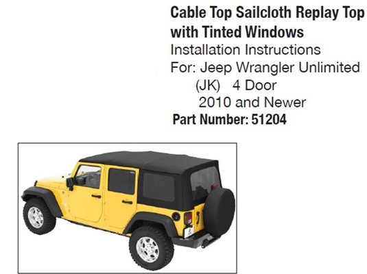 Tinted Rear Windows Jeep Wrangler JK 4 Door Soft Top With 51204