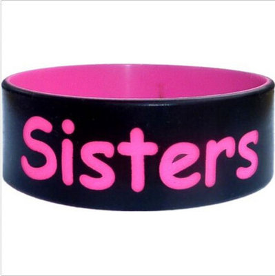 Wide Black Silicone Wristband Bracelet , Gift Silicone Rubber Wristband