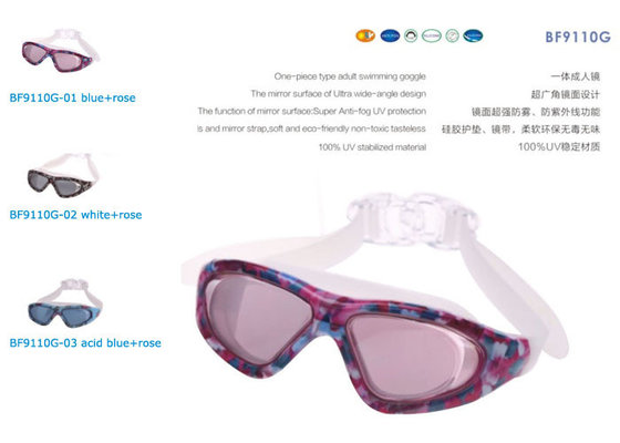 Adjustable Angle Silicone Swimming Goggles Customized Logo / Color