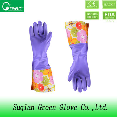 Light Purple Long Cuff Household Gloves For Cleaning / Washing NSF Certificated