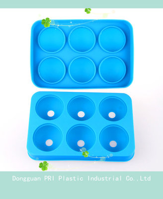 Durable blue 6 hole Silicone Cake Moulds / silicone ice tray molds