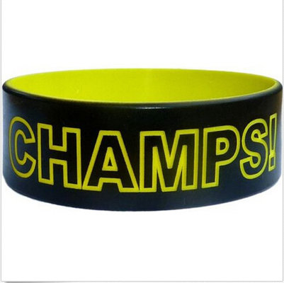 Wide Black Silicone Wristband Bracelet , Gift Silicone Rubber Wristband