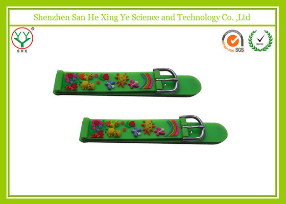 Kids Green 22mm Silicone Watch Band With Butterfly , Flower , Rainbow
