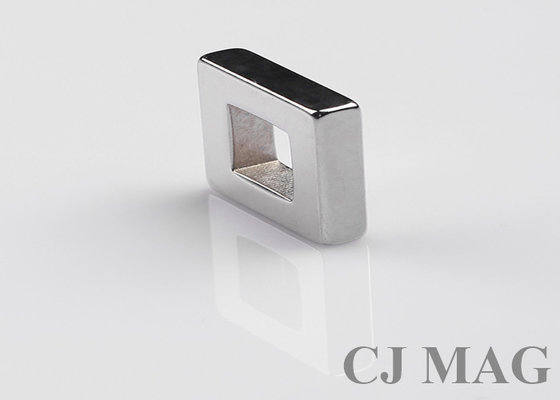N52 rare earth block magnet with block hole NI coated recognized by ISO9001 used in sensors