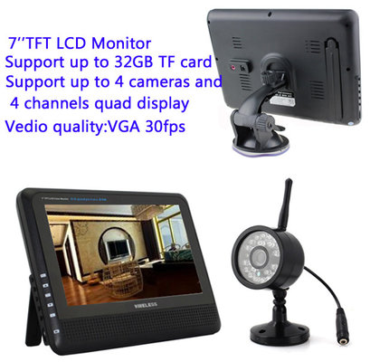 Electronic High Brightness 7'' LCD Monitor Wireless Security Camera Systems