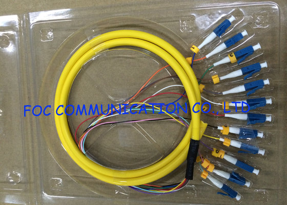 Distribution Optical Fiber Pigtail LC UPC 12Cores Flame Retardant Low Attenuation