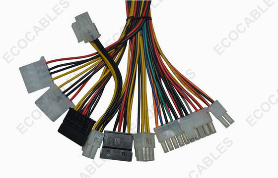Universal 6 Pin Electric Wire Harness 20AWG Coaxial Cable Assembly For Power Supply