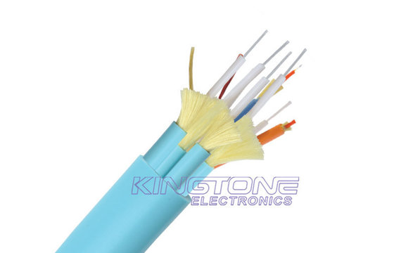 Blue Indoor 12 Core PVC Fiber Optic Network Cable G.652D , Multimode Fiber Optic Cable