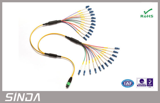 MPO avivan hacia fuera los corazones del cordón de remiendo de la fibra óptica 4, 8 corazones, 12 corazones unimodales
