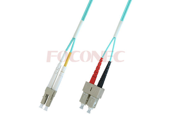 Cordón de remiendo a dos caras con varios modos de funcionamiento de la fibra óptica de 10 carruajes de LC-SC, cable optimizado laser de la fibra OM3