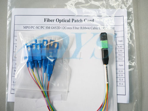 Blue MPO FTTX Fiber Optic Patch Cord With Ceramic Ferrules