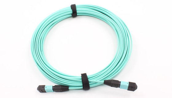 Green Multi Mode MPO MTP Fiber Optic Patch Cords 8 / 12 / 24 fibers