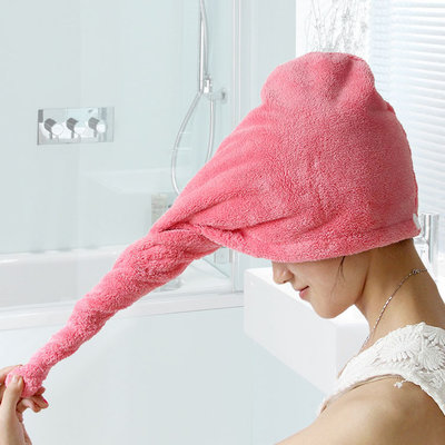 Women Bathroom Quick-drying Microfiber Bath Towel Hair Dry Cap 25x60cm