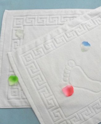 terry cloth white cotton hotel bath floor mat, bath foot towel,50*80cm bathroom floor towel