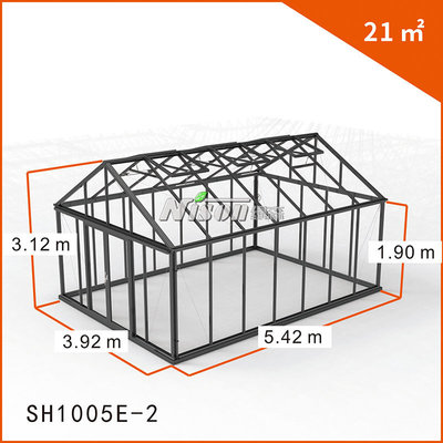 Aluminum Alloy Profile Greenhouse (green room) Conservatory with double pitch roof, Clear Glass Garden House SH1005E-2