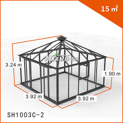 Aluminum Alloy Sunroom(sunshine house) Greenhouse Outdoor glass House for Villa, square winter house with diamond top