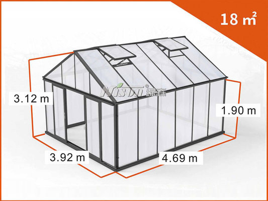 Aluminum & PC sheet Greenhouse/Large conservatory/Polycarbonate Greenhouse with Siliding Door