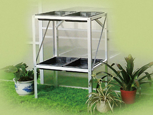 Two tier staging with 4 trays/nursery shelf with trays/Nursery trays/Garden shelf/Balcony flower shelf