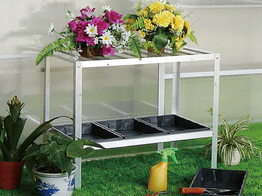 Two tier staging with 3 trays/Garden staging with trays/Garden shelf/Garden trays