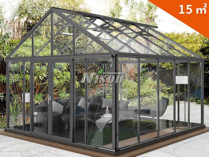 Quick & Easy Installation Aluminium Alloy Garden Greenhouse w/ Double Pitch Roof, Classic Winter House w/ Europe Design