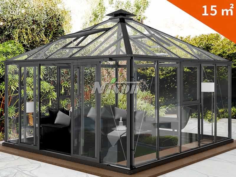 Aluminum Alloy Sunroom(sunshine house) Greenhouse Outdoor glass House for Villa, square winter house with diamond top