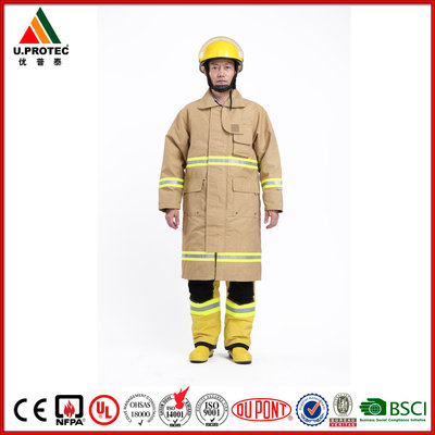 PBI Firefighter Long Coat Fireman Turnout Gear for Fire Commander Navy Blue Red Khaki