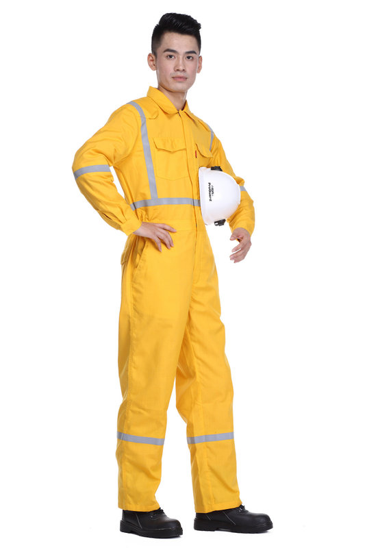 Yellow Static Resistant Clothing FR Nomex Coveralls With Reflective Tape with Nomex IIIA
