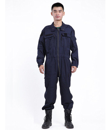 Black and Navy Blue Flight Suit Coveralls for Men , Flame Retardant Flight Workwear