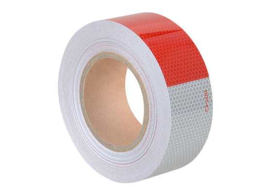 Waterproof Grade Glass Reflective Tape , Hi Vis Red And White Reflective Safety Tape