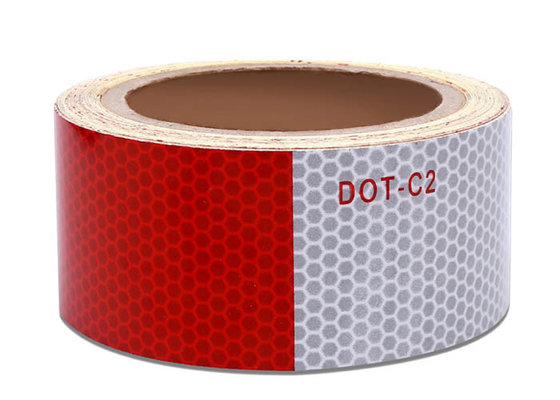 Waterproof Grade Glass Reflective Tape , Hi Vis Red And White Reflective Safety Tape