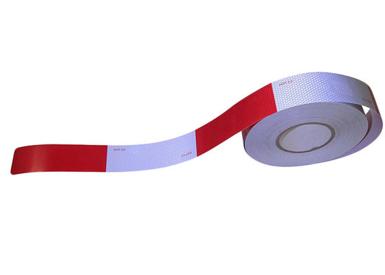 Waterproof Grade Glass Reflective Tape , Hi Vis Red And White Reflective Safety Tape