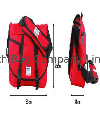Promotional red nylon shoulder bag with logo printed / travel duffel handbags