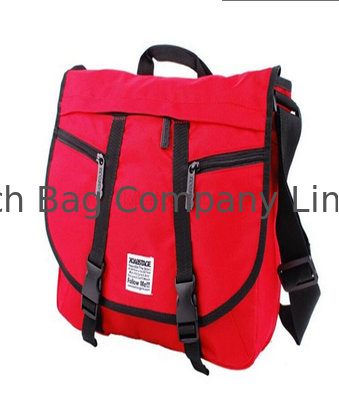 Promotional red nylon shoulder bag with logo printed / travel duffel handbags
