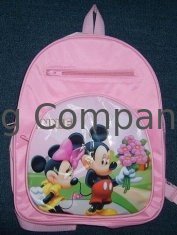 Pink kids school backpacks with cute pattern 