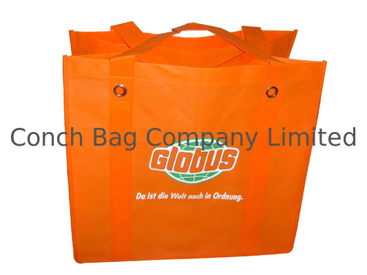 Printed Reusable Non Woven Shopping Bags for Advertisement , Orange