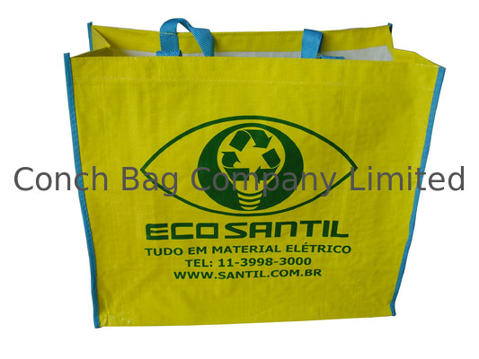 Eco Friendly Green Polypropylene Woven Bag , Varnishing Woven Bag