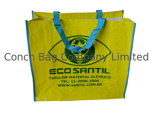 Eco Friendly Green Polypropylene Woven Bag , Varnishing Woven Bag