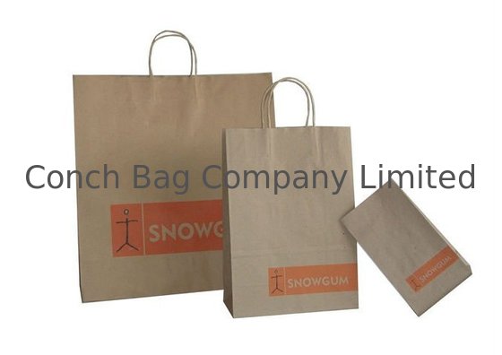 300gsm Brown Recycled Paper Bags , Eco Friendly Kraft Paper Bag