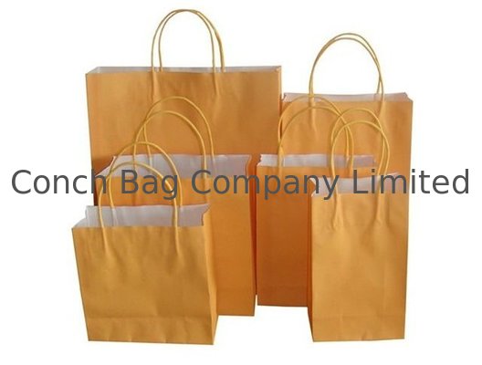 300gsm Brown Recycled Paper Bags , Eco Friendly Kraft Paper Bag